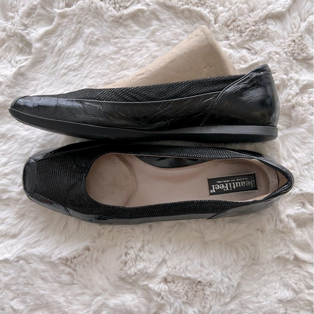 Beautifeel Black Patent Leather & Fabric Top Comfy Sh… - Gem